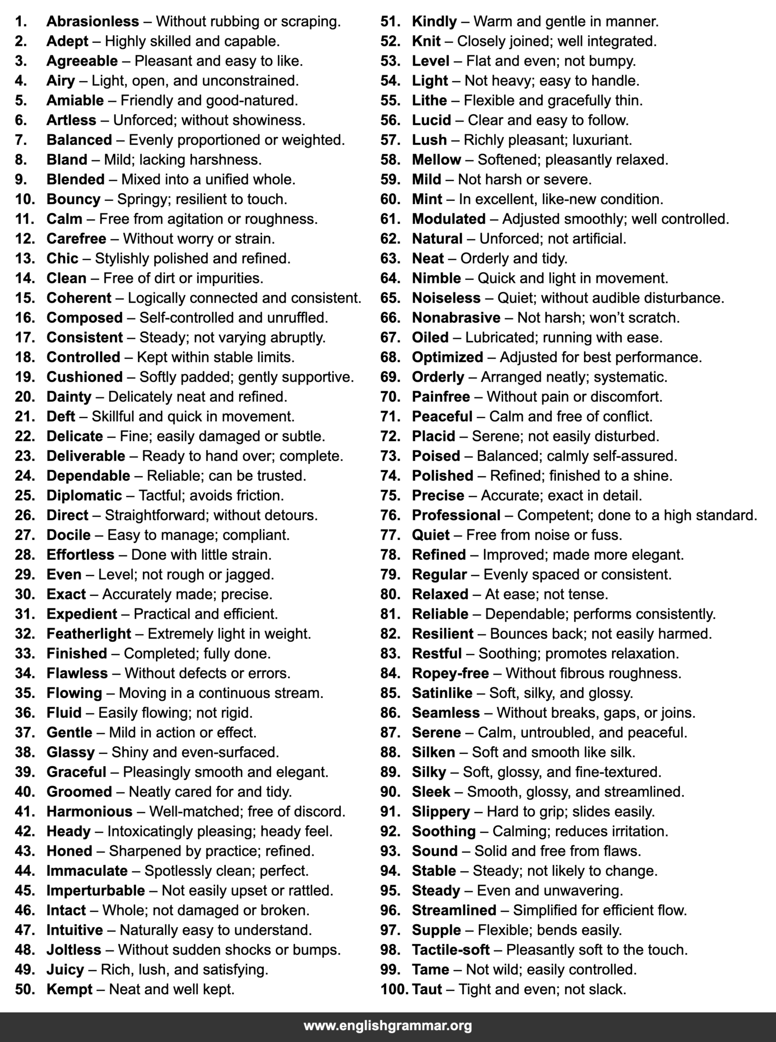 100 Words to Use Instead of “Smooth”