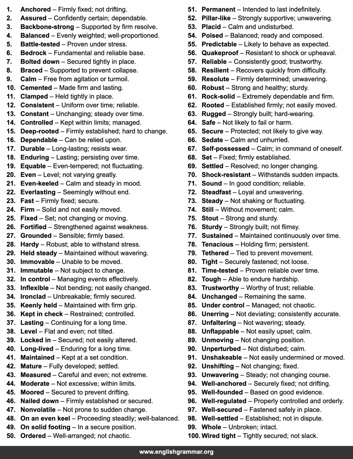 100 Words to Use Instead of “Stable”
