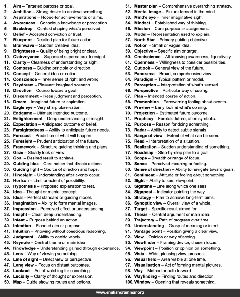 100 Words to Use Instead of “Vision”