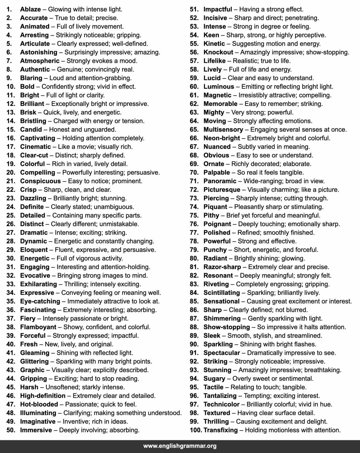 100 Words to Use Instead of “Vivid”