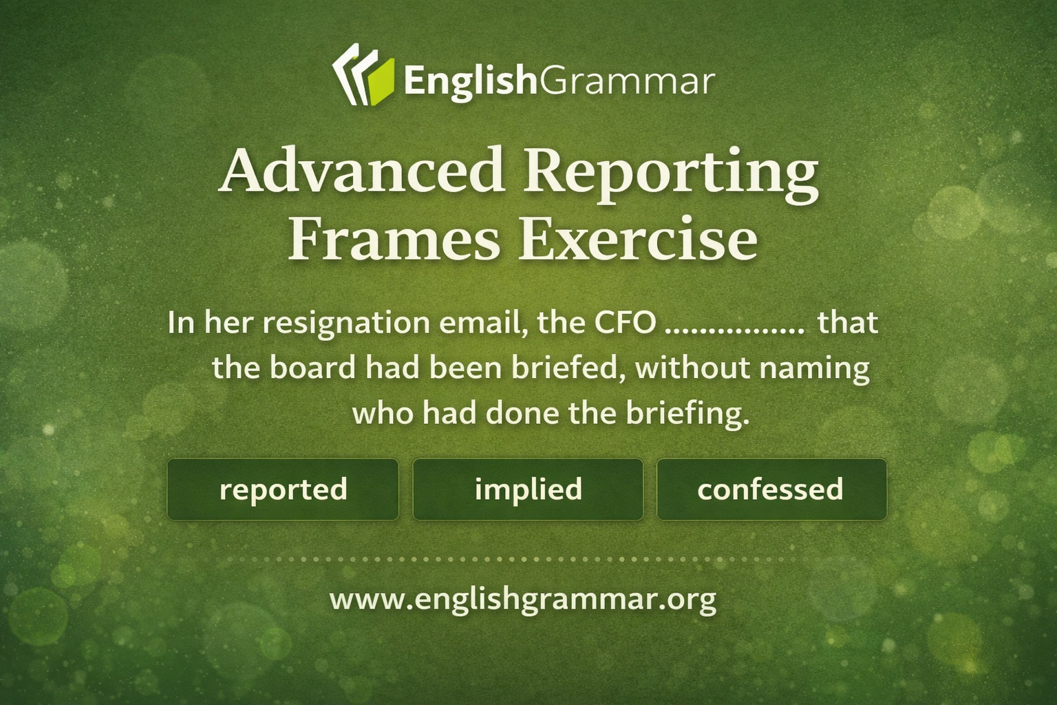 Advanced Reporting Frames Exercise