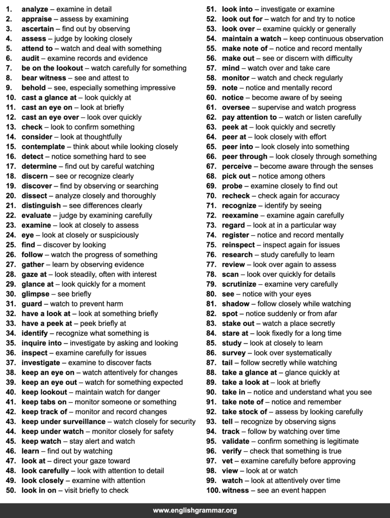 100 Best Synonyms for “Observe”