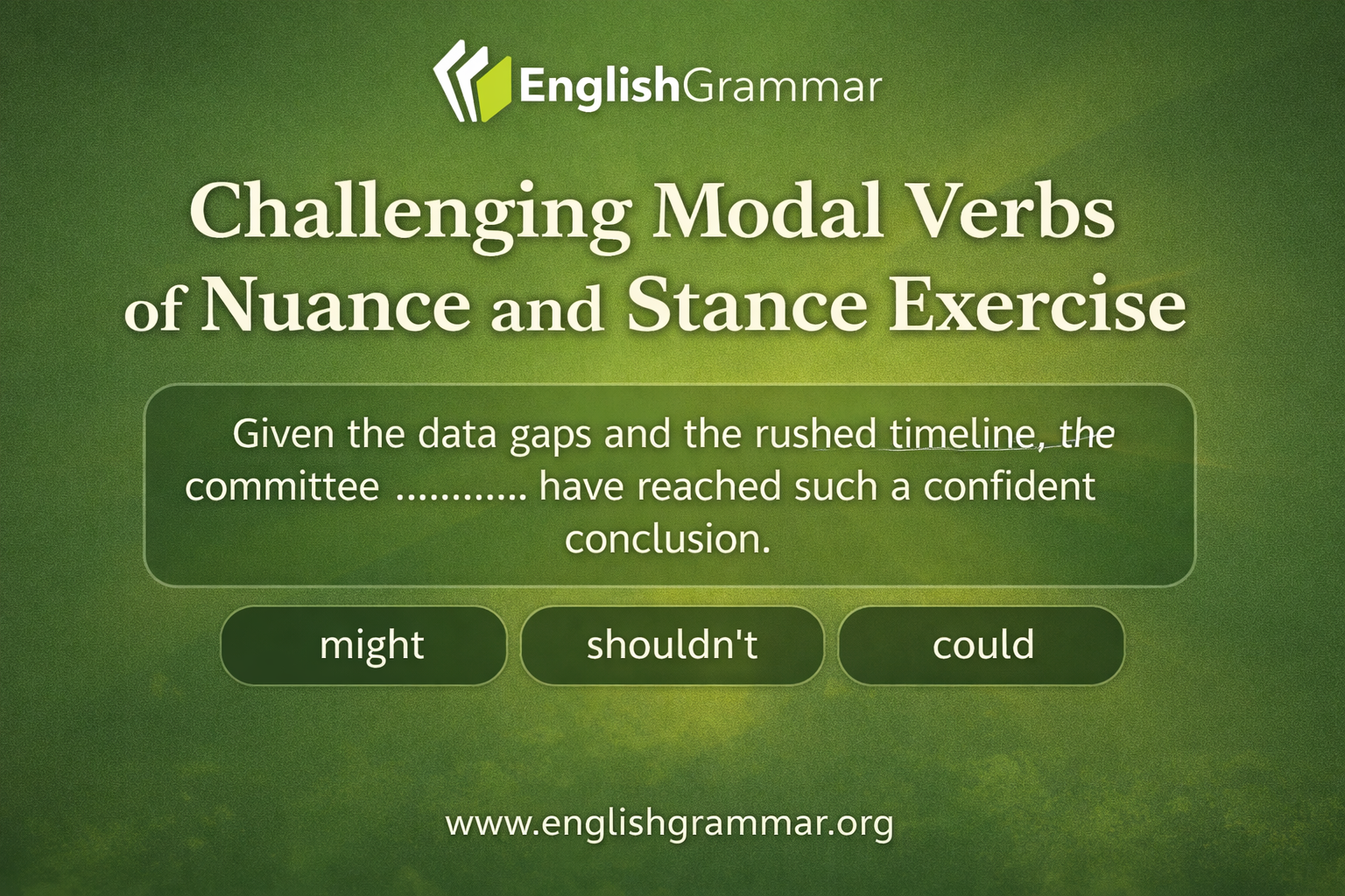 Challenging Modal Verbs of Nuance and Stance Exercise