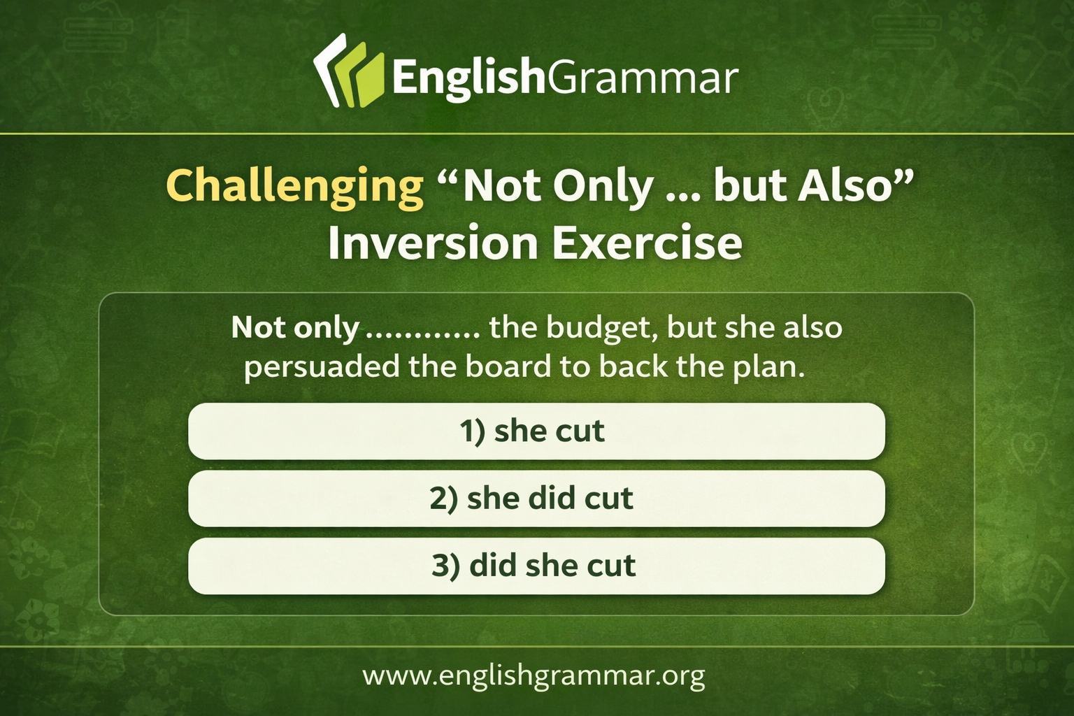 Challenging “Not Only … but Also” Inversion Exercise