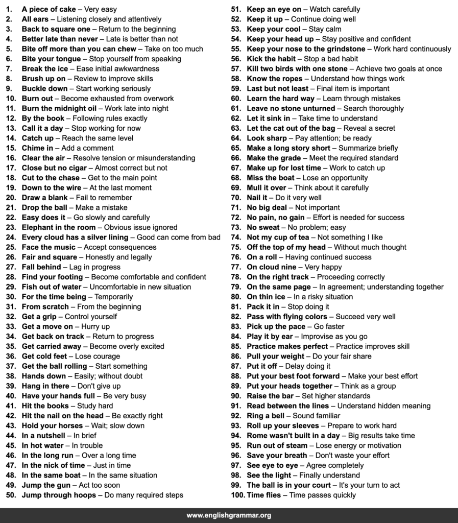 100 Classroom Idioms Teachers Use Naturally
