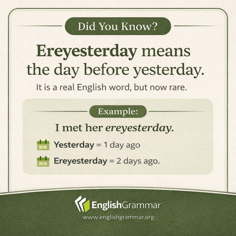 Ereyesterday: a rare word for the day before yesterday