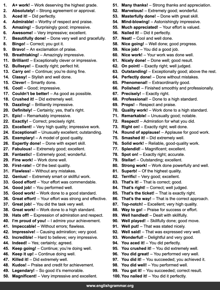 100 Other Ways to Say “Well Done!”