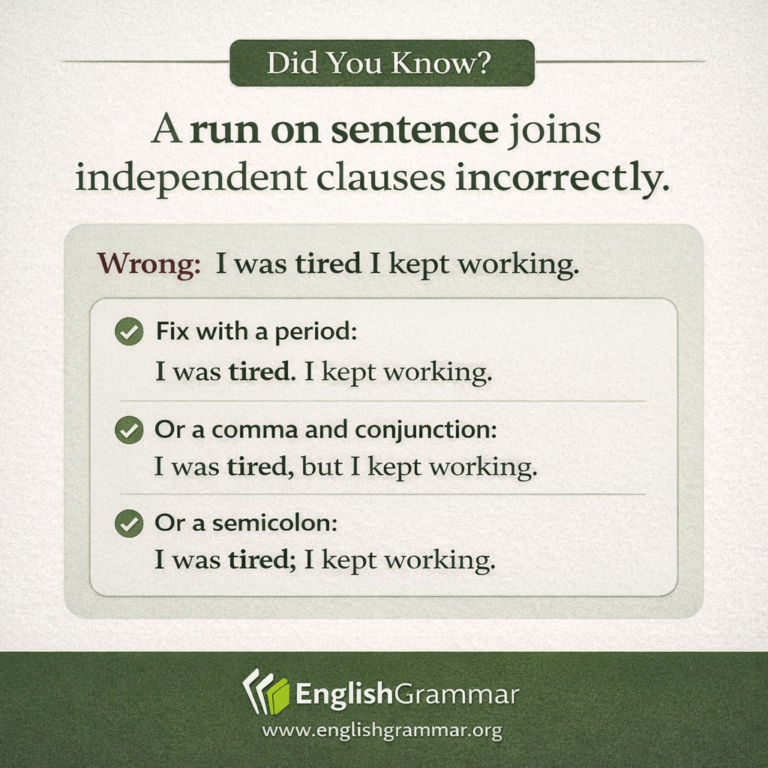 Run on sentences, what they are and how to fix them