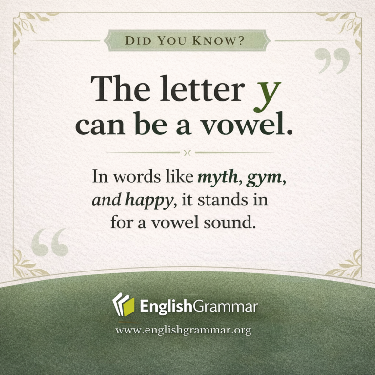 When the Letter Y Acts Like a Vowel