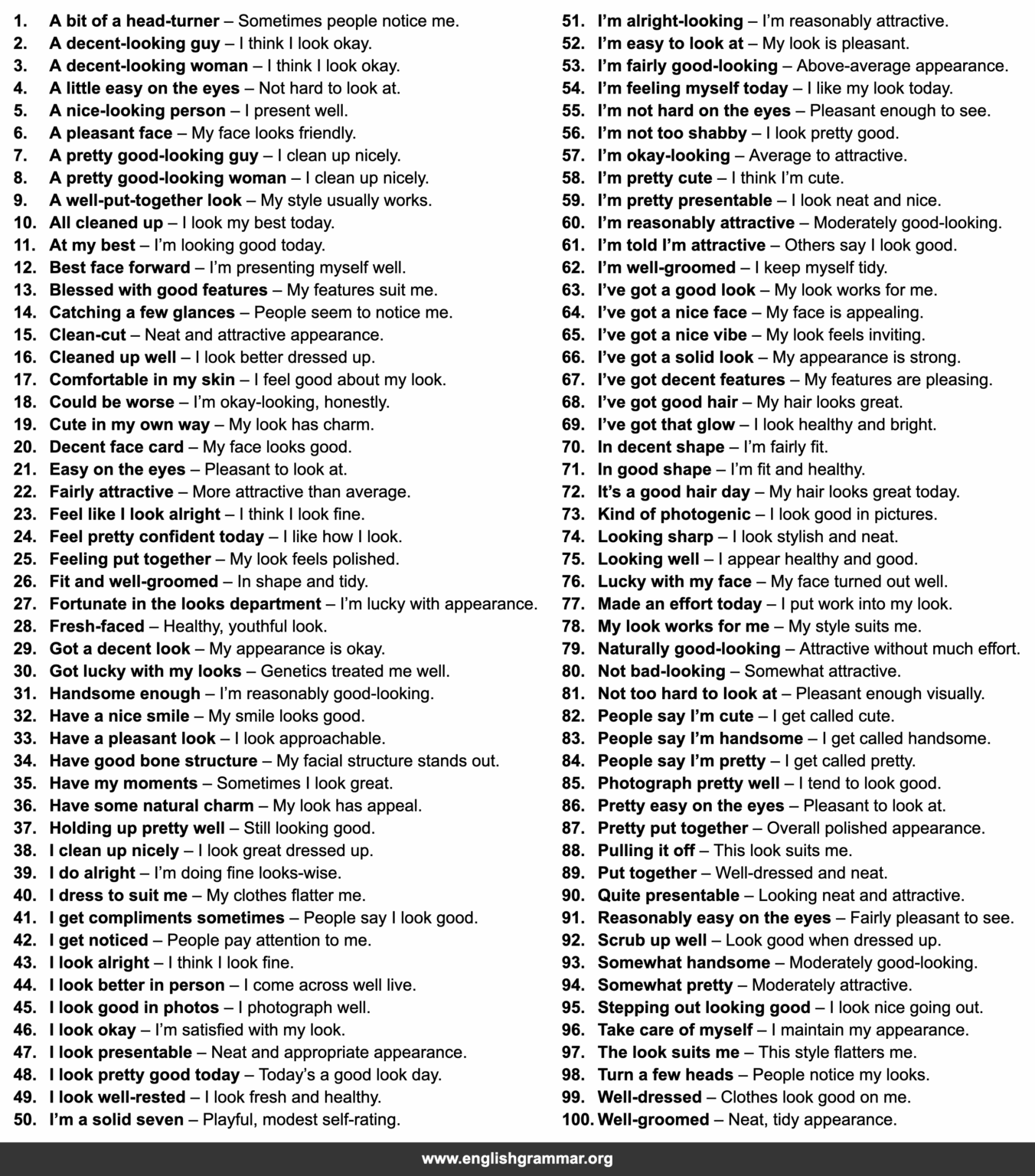 100 Ways to Say “I’m Good-Looking” Without Bragging