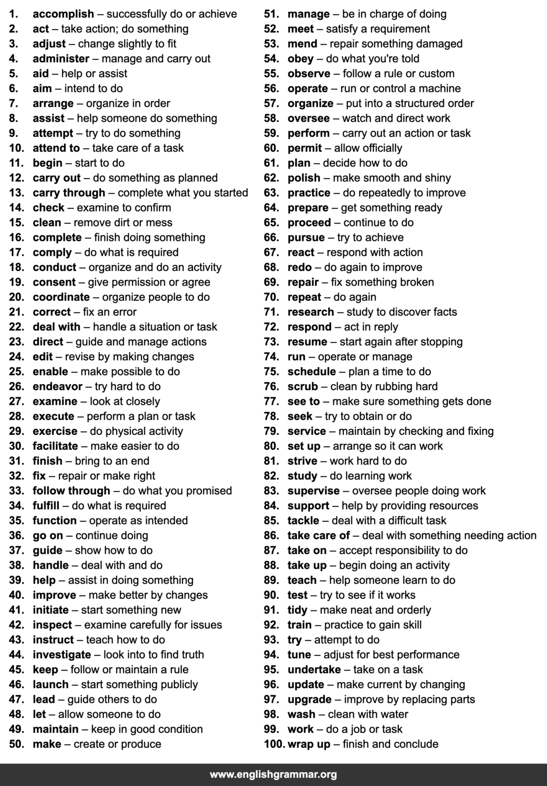 100 Words to Use Instead of “Do”
