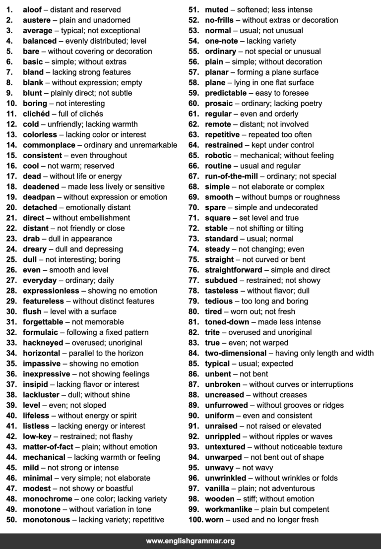 100 Words to Use Instead of “Flat”