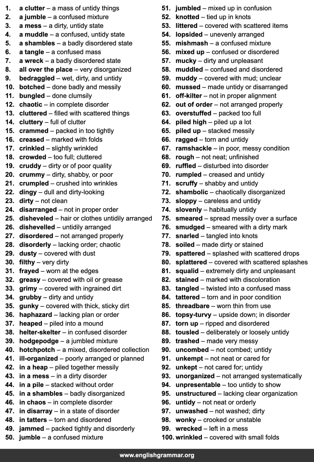 100 Words to Use Instead of “Messy”