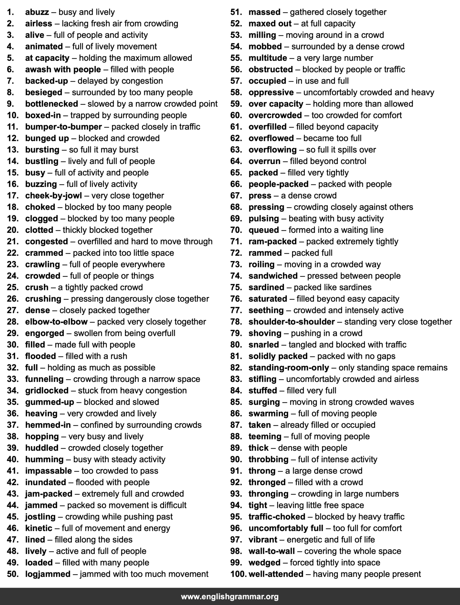 100 Words to Describe a Crowded Place