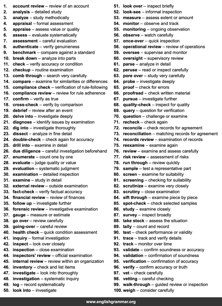 100 Best Synonyms for “Audit”