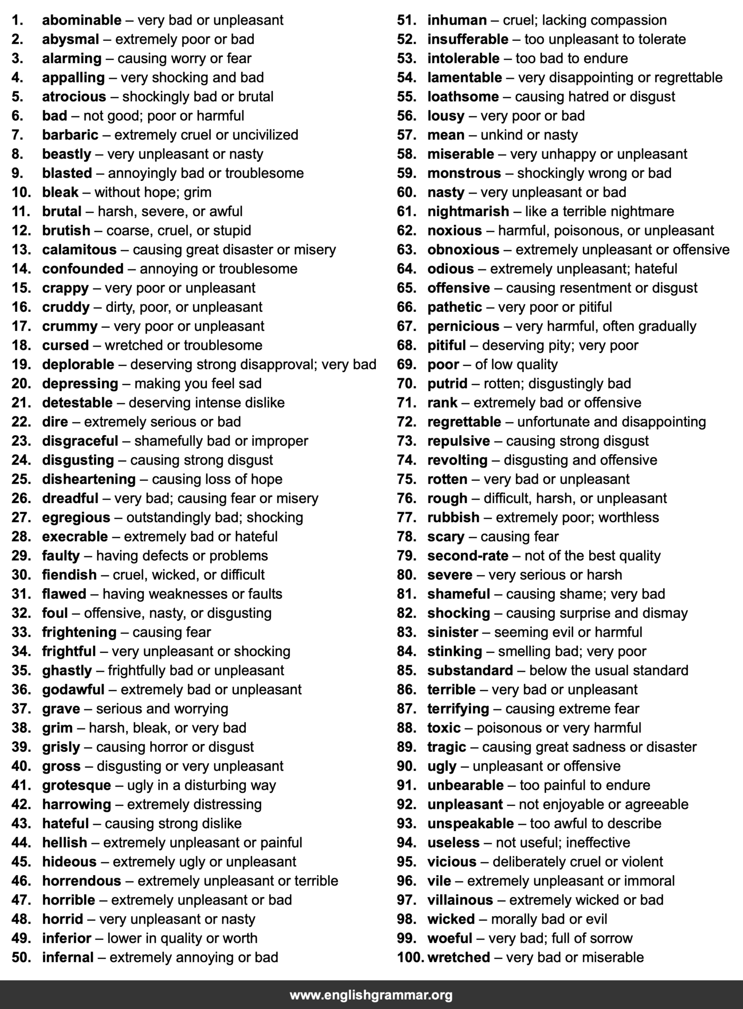 100 Best Synonyms for “Awful”