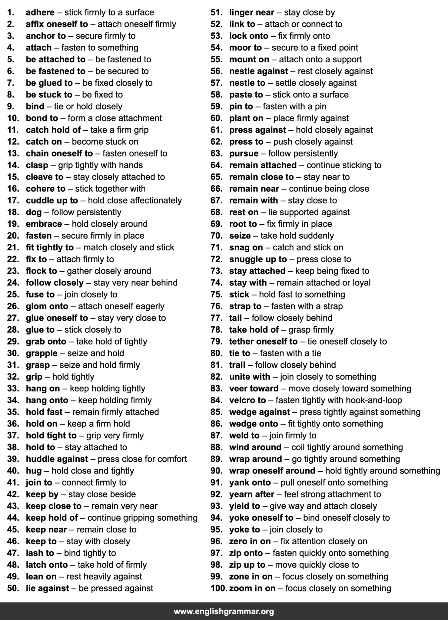 100 Best Synonyms for “Cling”