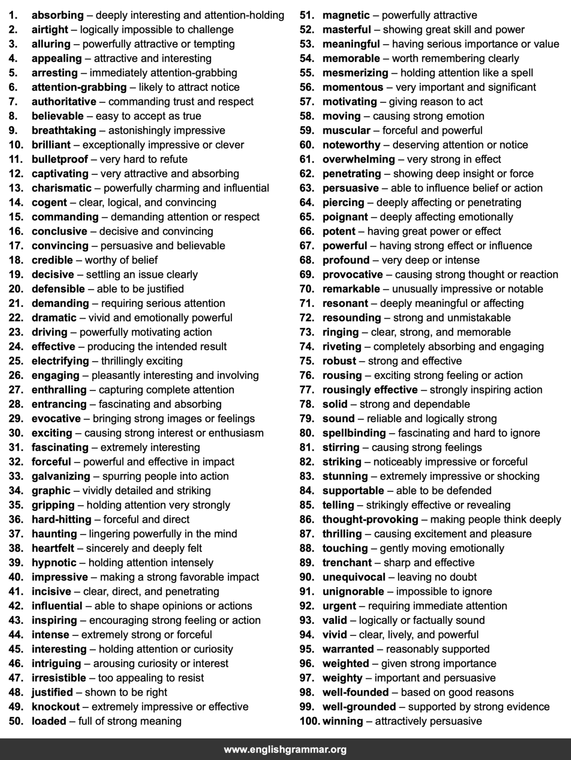 100 Best Synonyms for “Compelling”