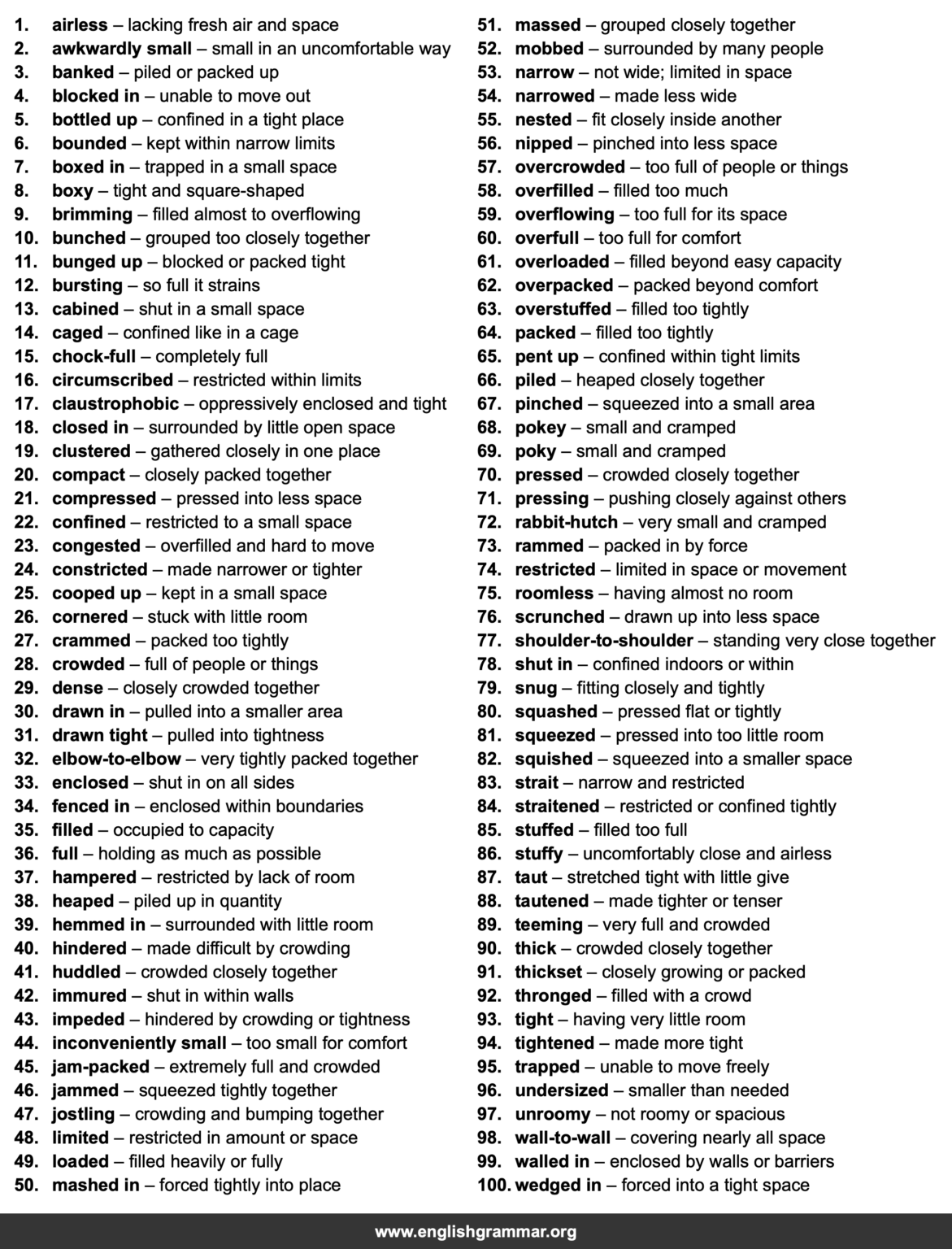 100 Best Synonyms for “Cramped”