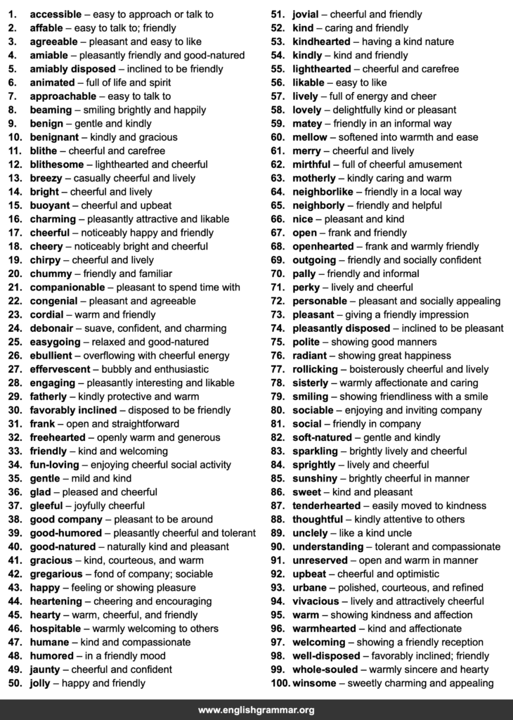100 Best Synonyms for “Genial”