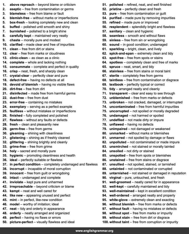 100 Best Synonyms for “Immaculate”