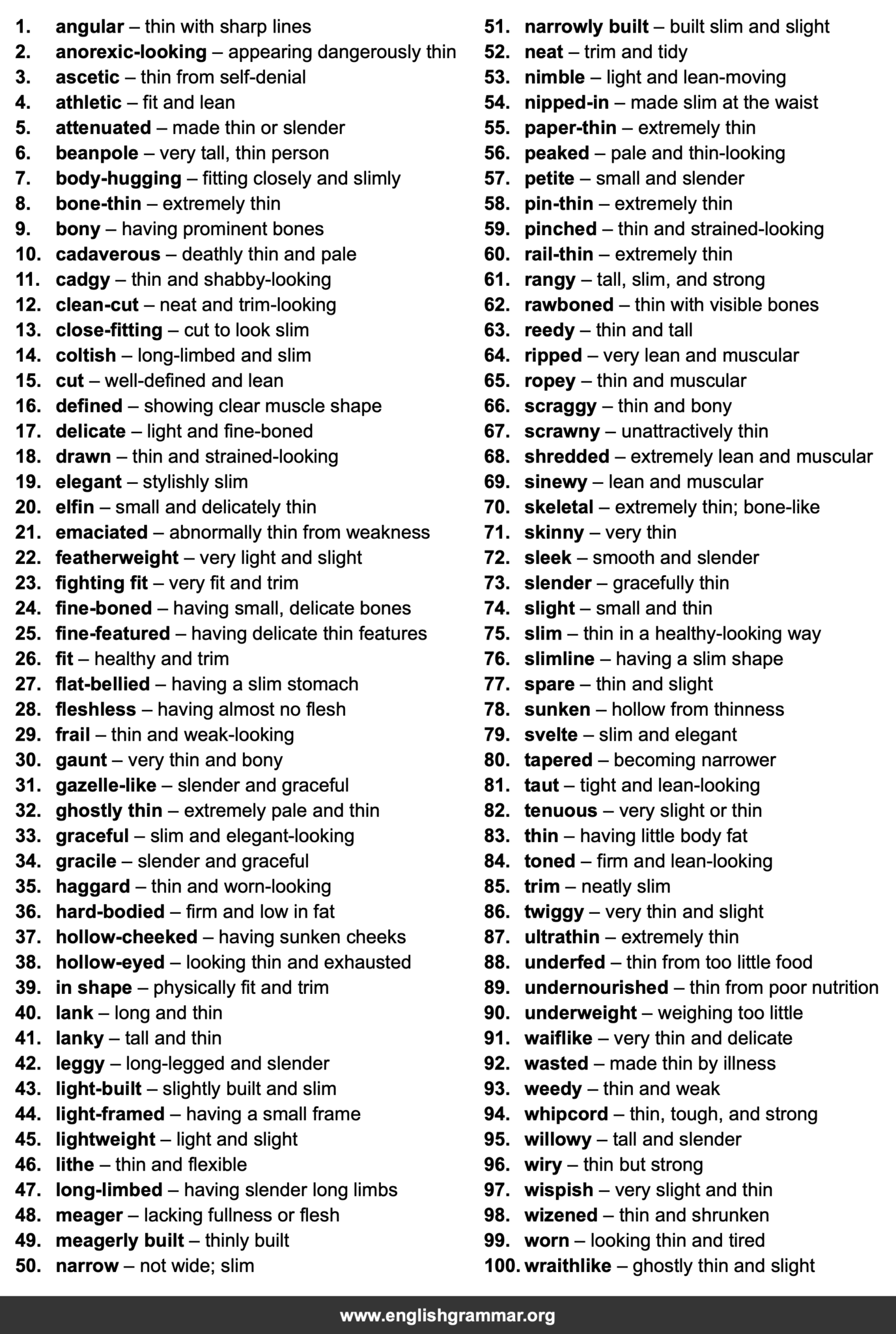 100 Best Synonyms for “Lean”