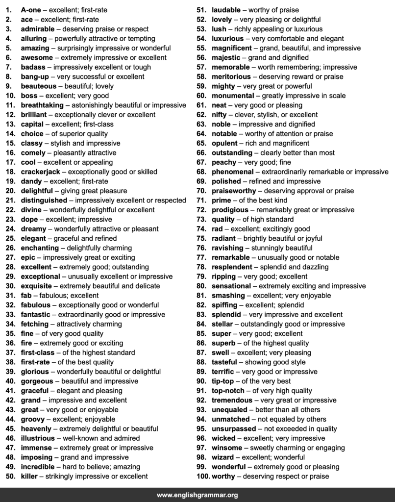 100 Best Synonyms for “Marvelous”