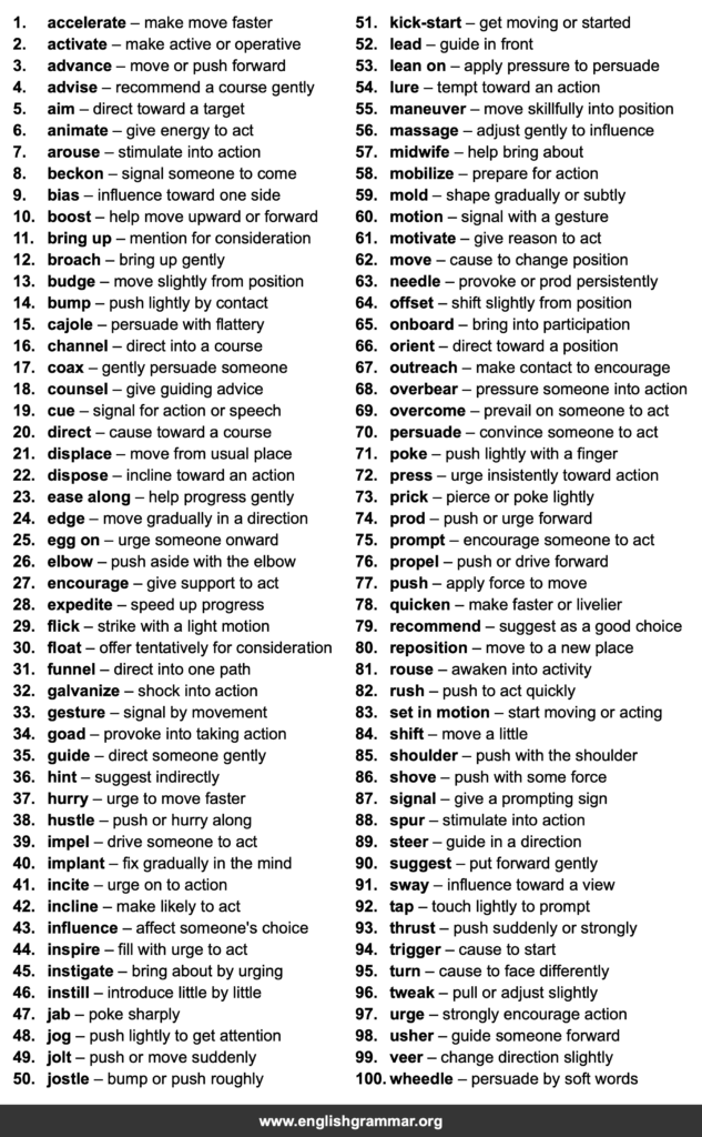 100 Best Synonyms for “Nudge”