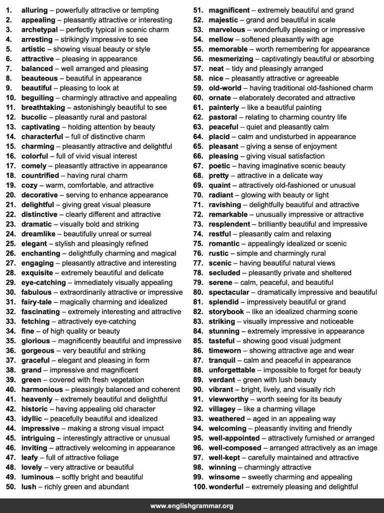 100 Best Synonyms for “Picturesque”