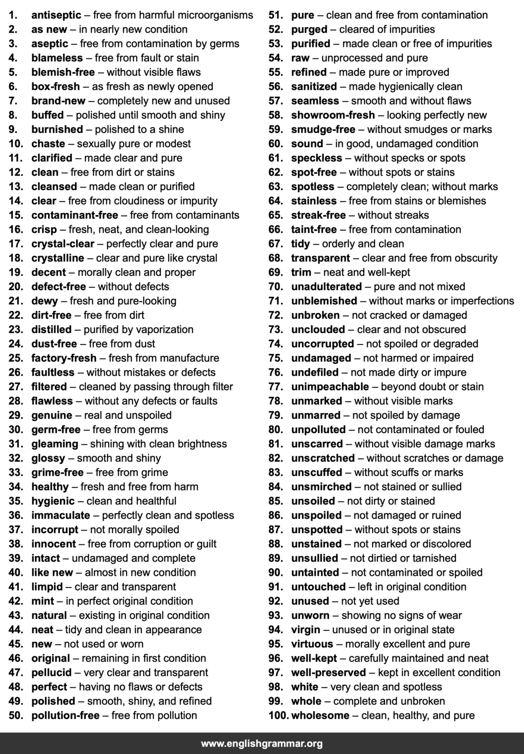 100 Best Synonyms for “Pristine”