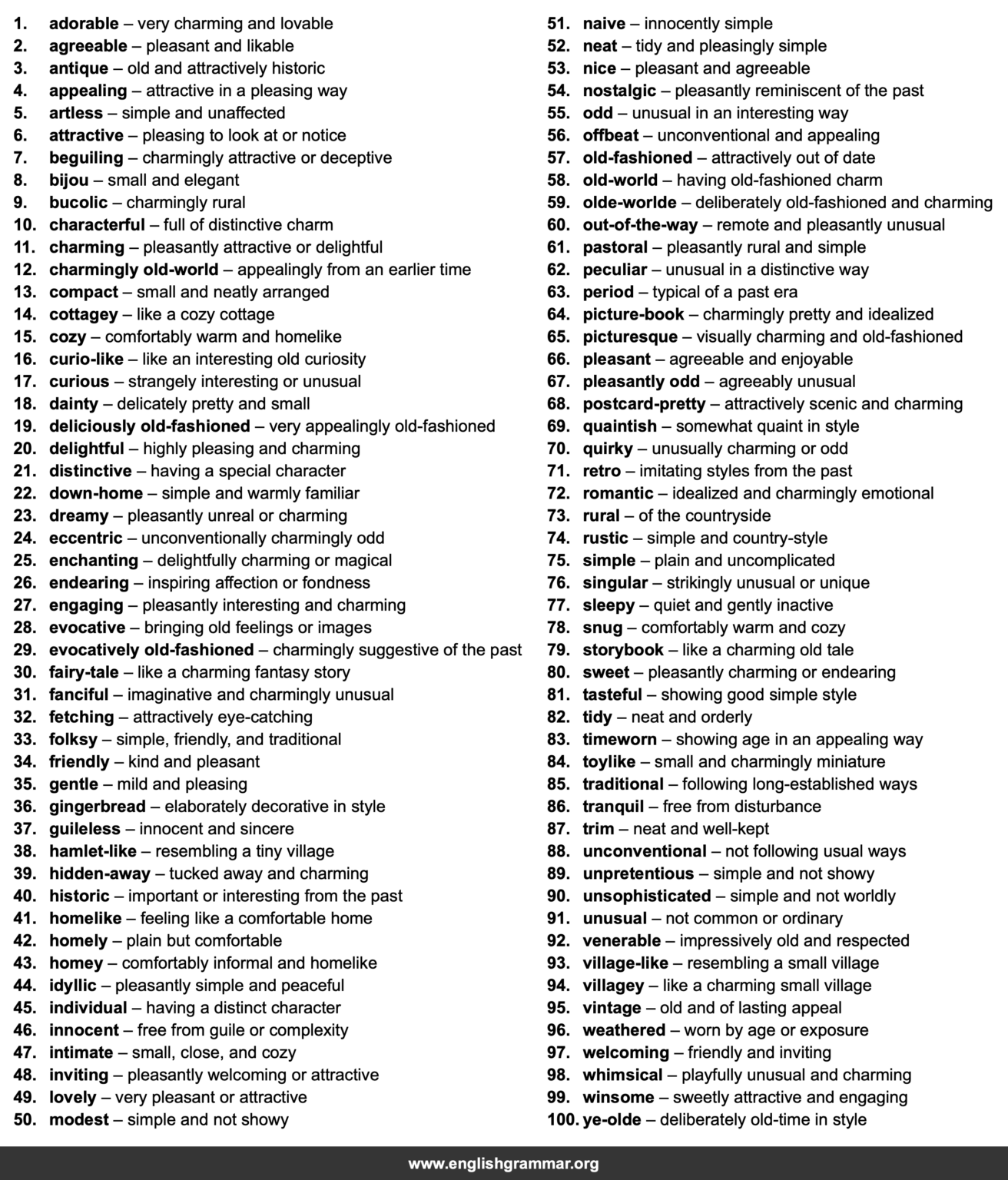 100 Best Synonyms for “Quaint”