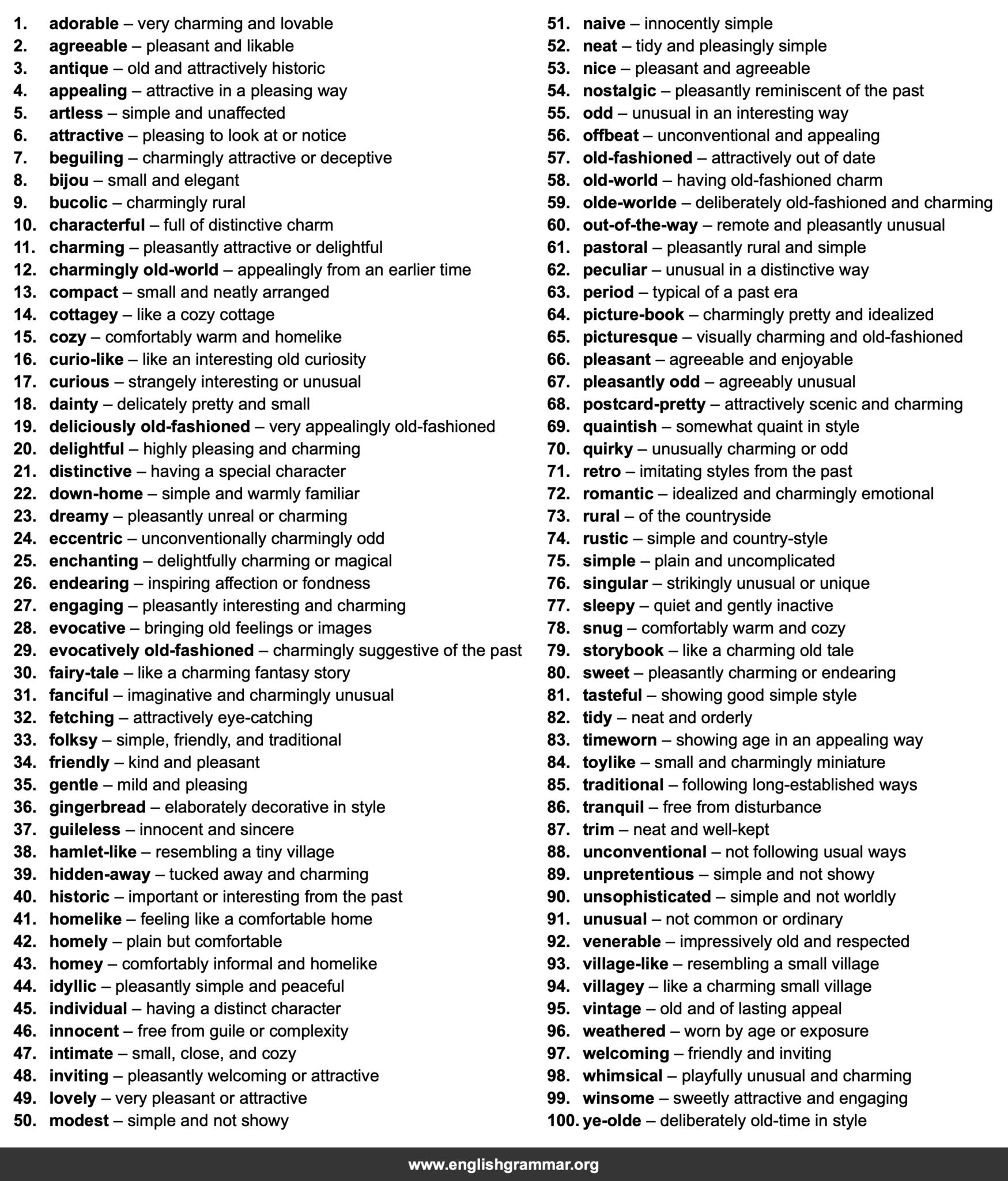 100 Best Synonyms for “Quaint”