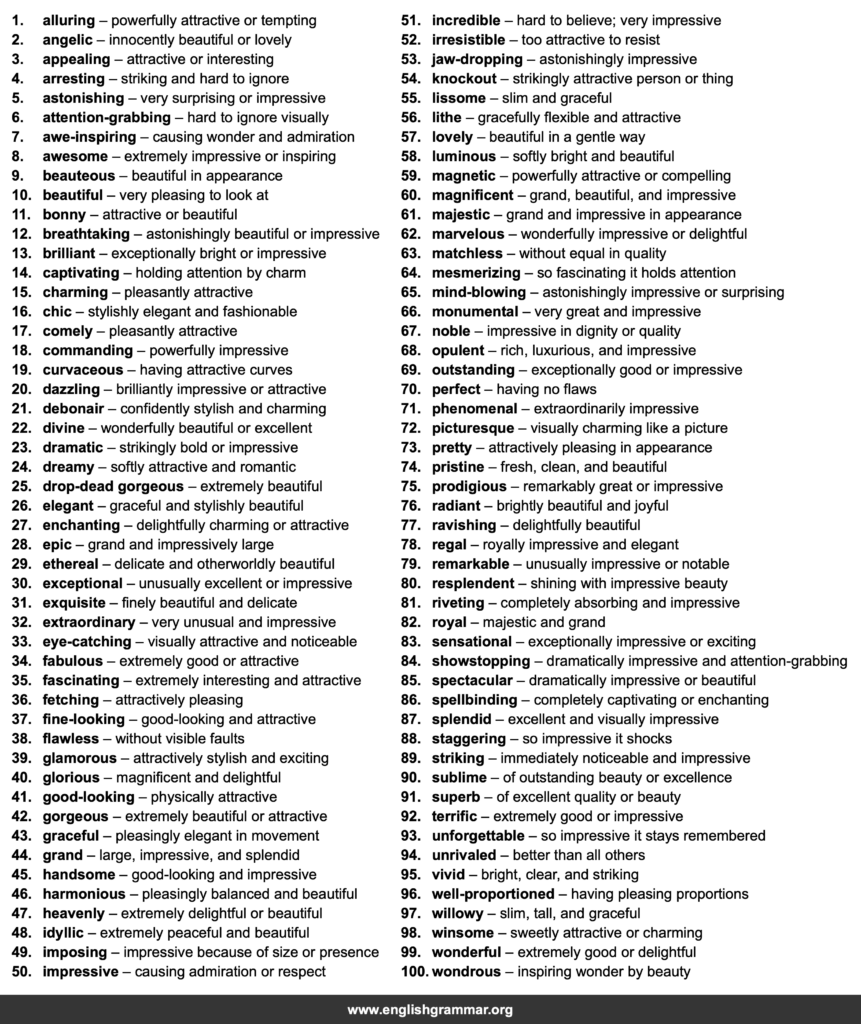 100 Best Synonyms for “Stunning”