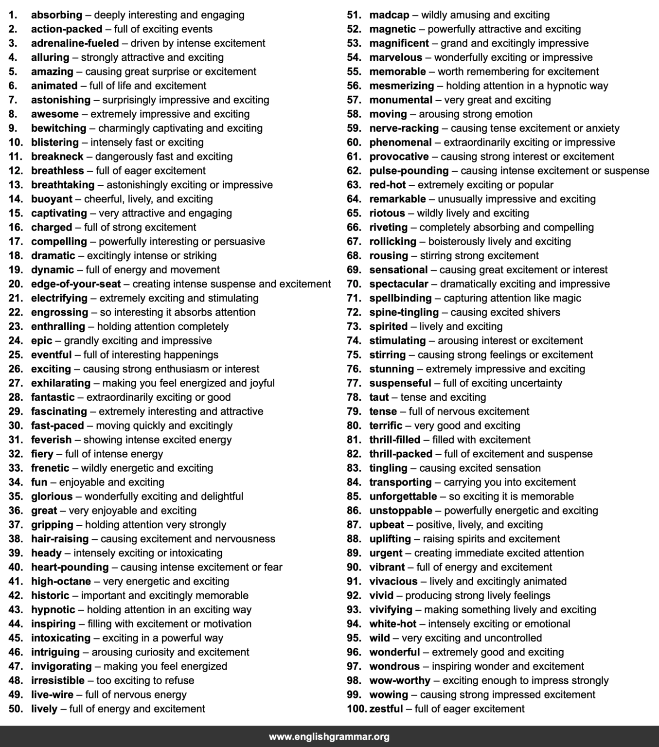 100 Best Synonyms for “Thrilling”