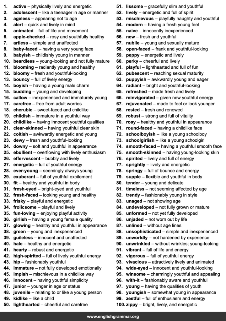 100 Best Synonyms for “Youthful”