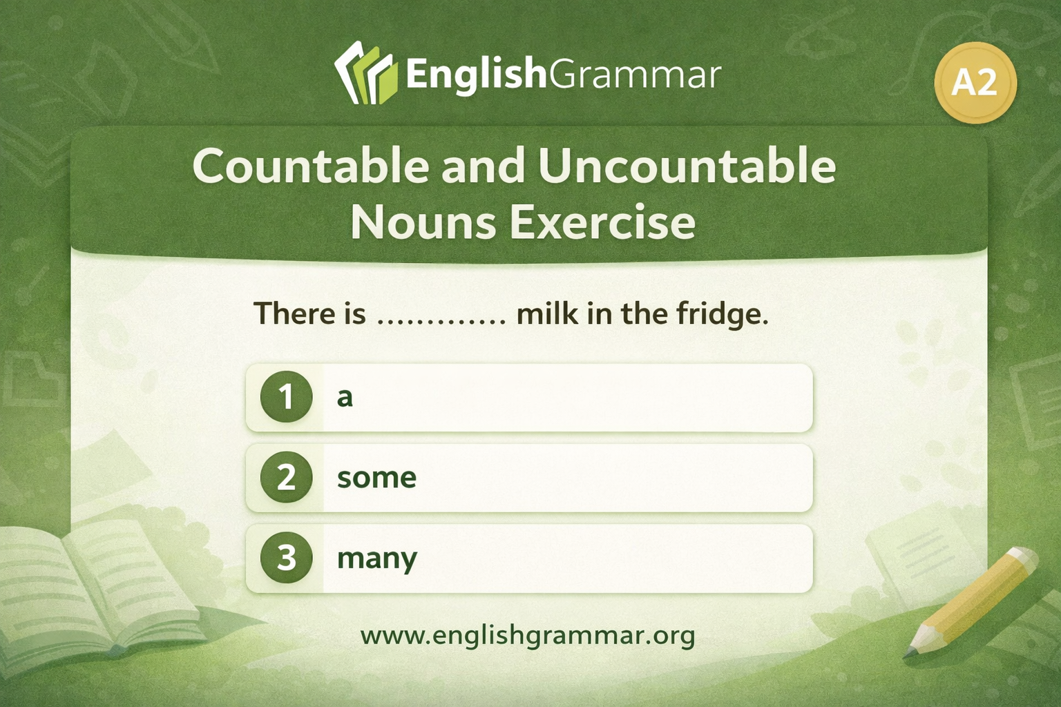 Countable and Uncountable Nouns Exercise
