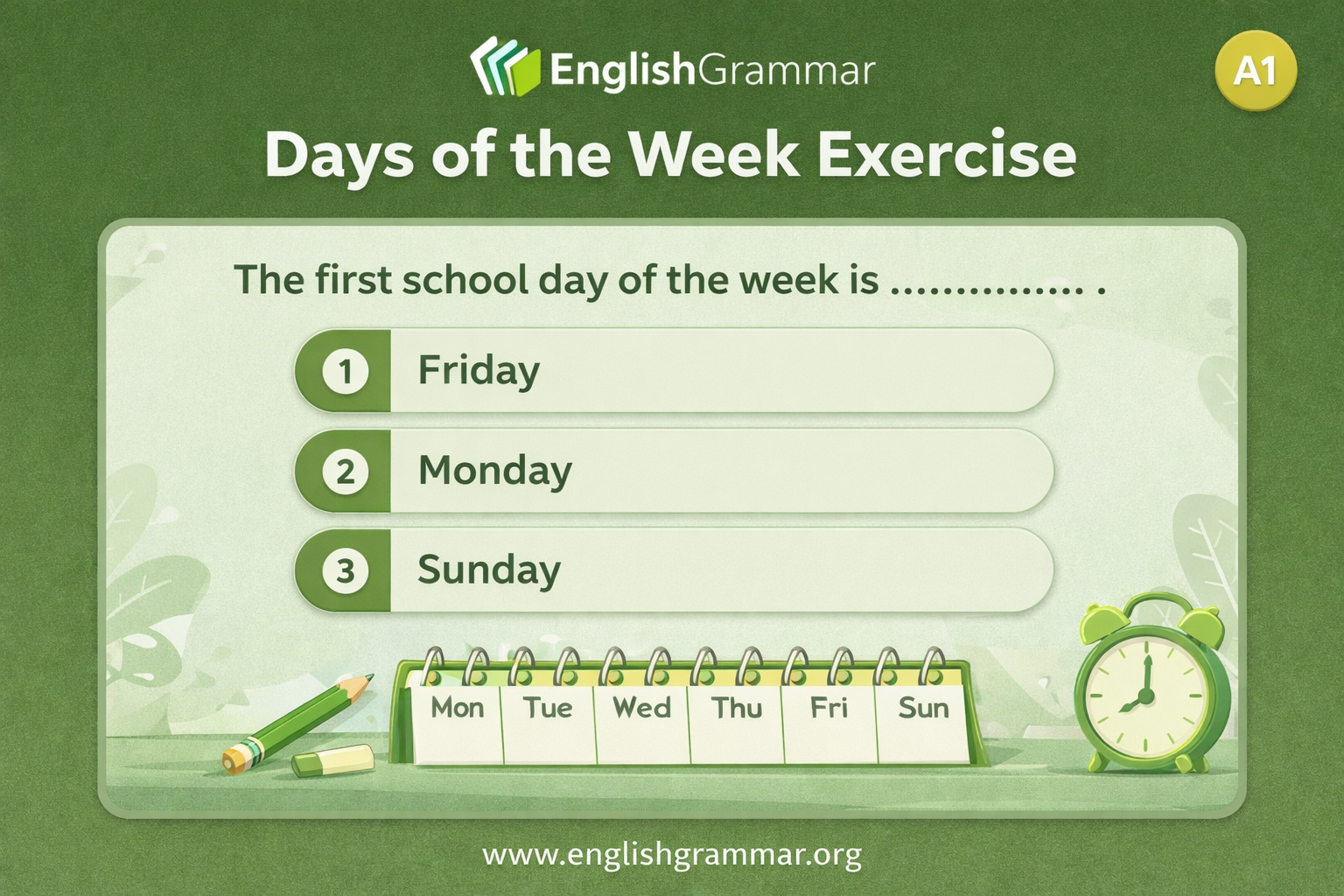 Days of the Week Exercise