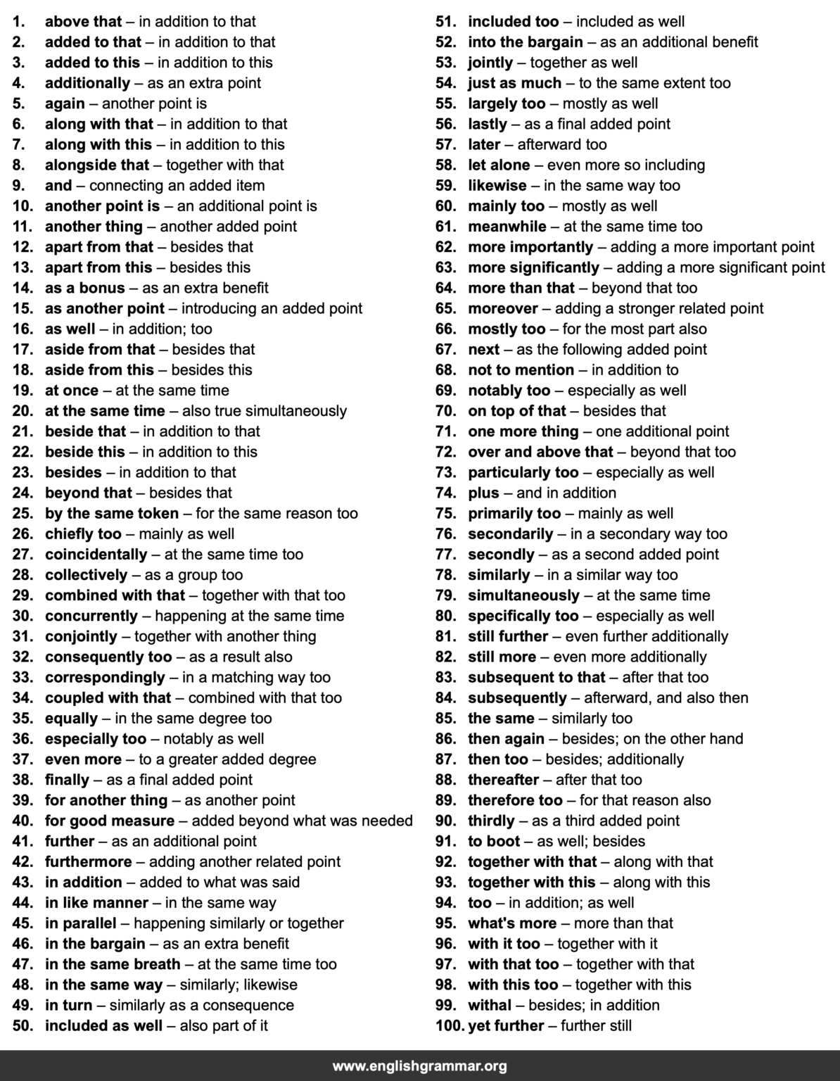 100 Best Synonyms for “Also”