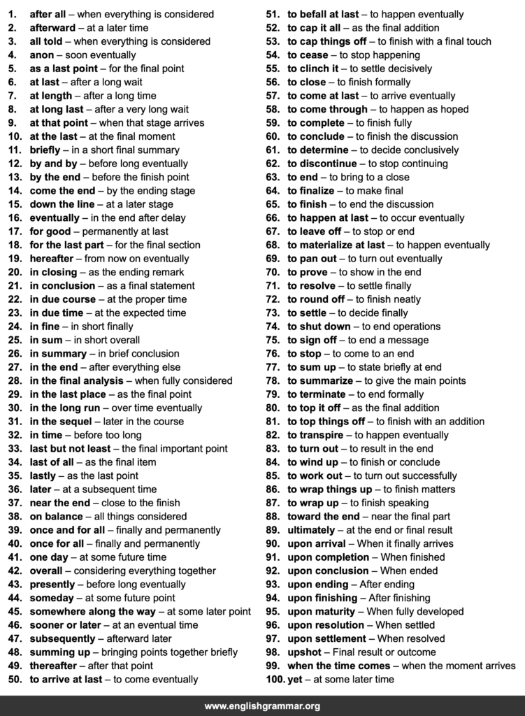 100 Best Synonyms for “Finally”