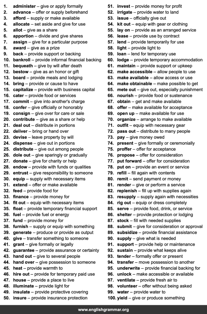100 Best Synonyms for “Provide”