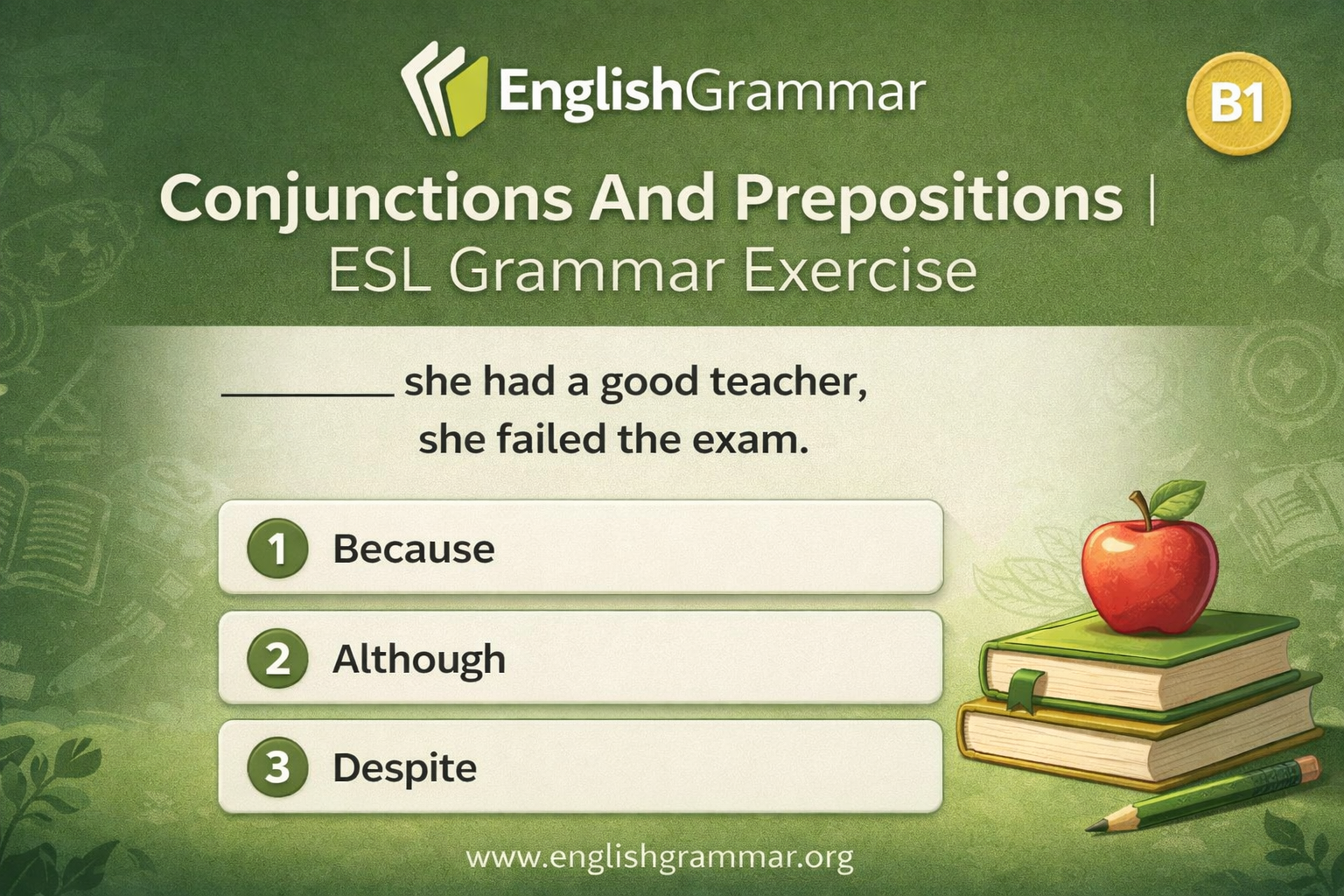 Conjunctions And Prepositions | ESL Grammar Exercise