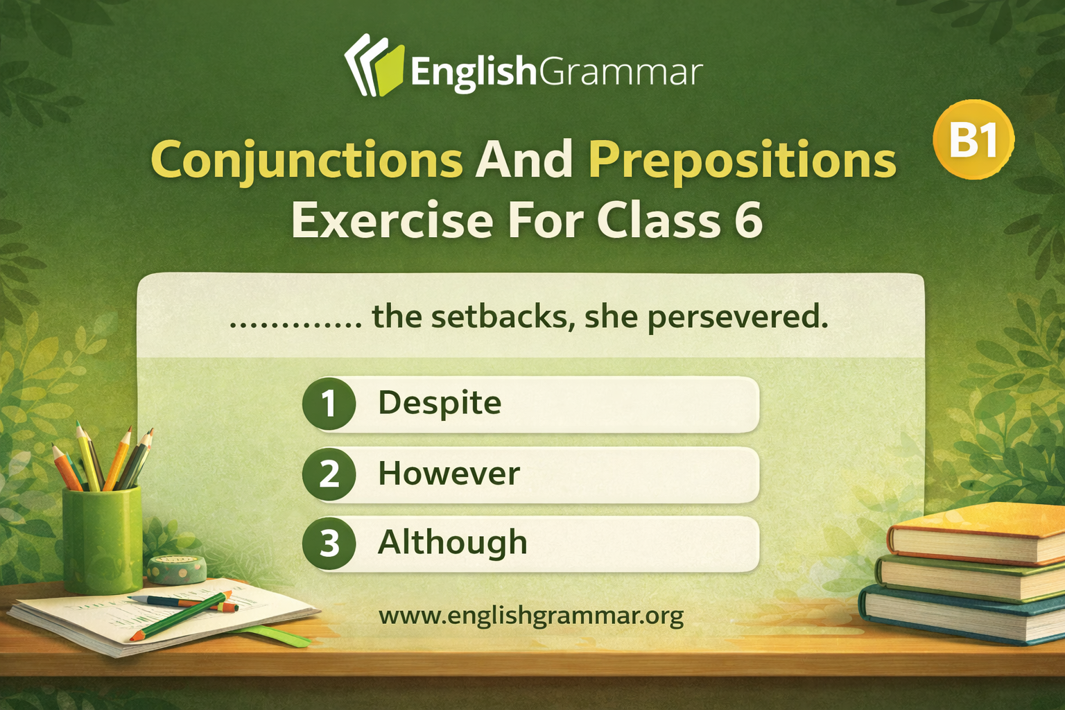 Conjunctions And Prepositions Exercise For Class 6