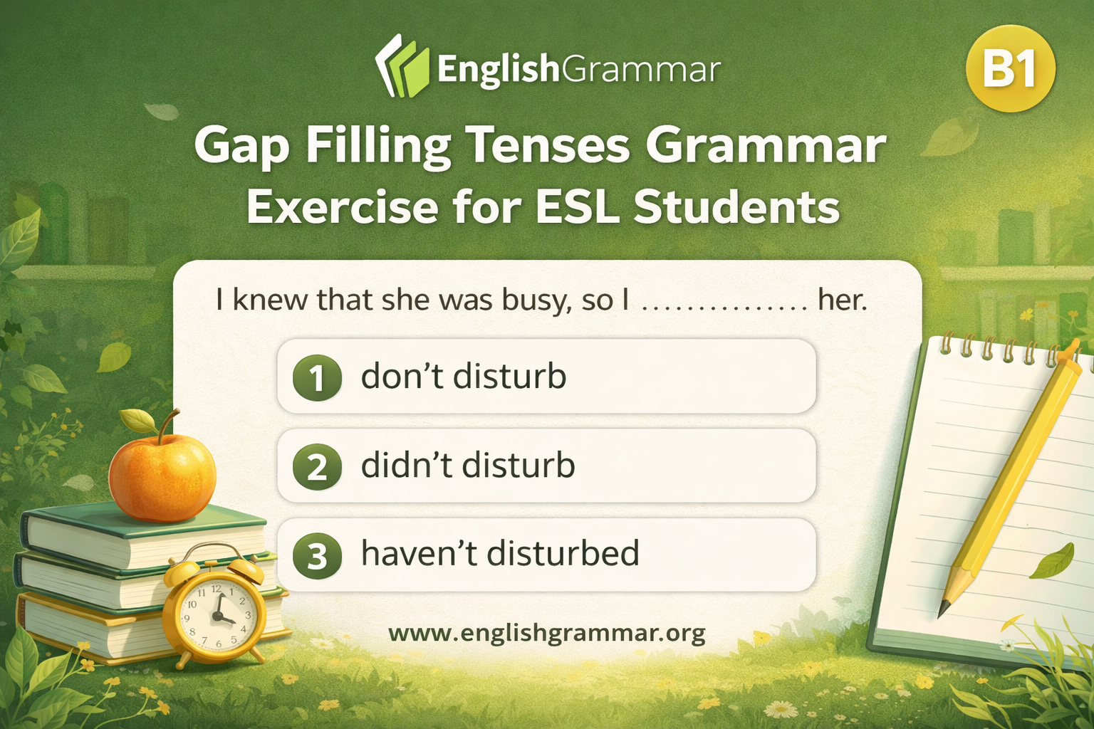 Gap Filling Tenses Grammar Exercise for ESL Students