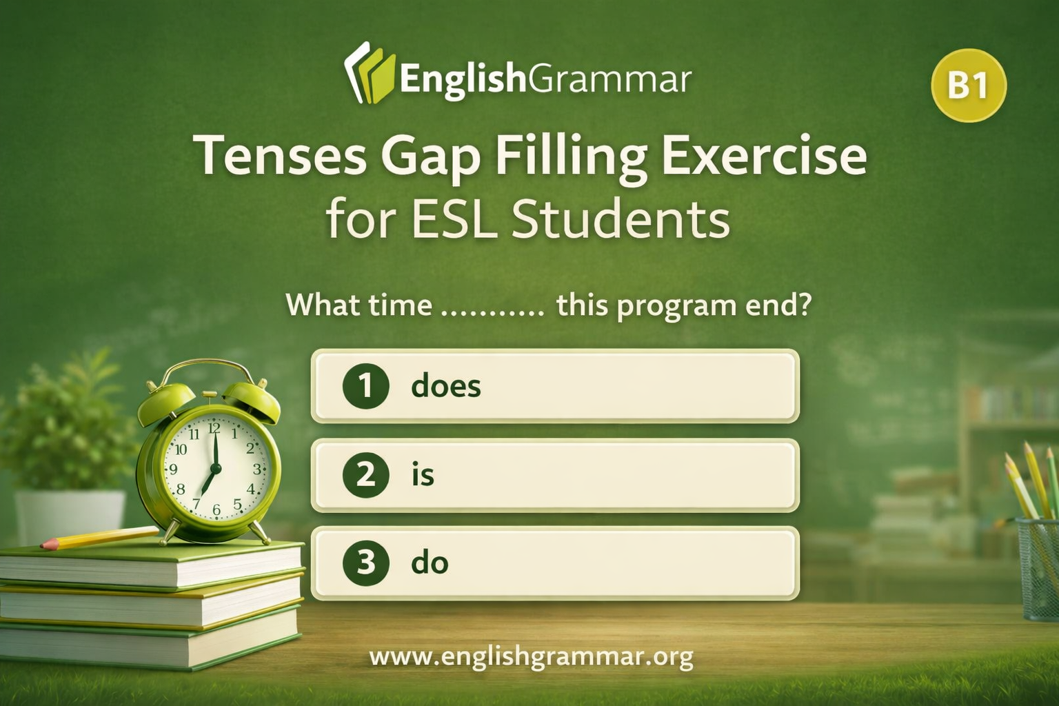Tenses Gap Filling Exercise for ESL Students