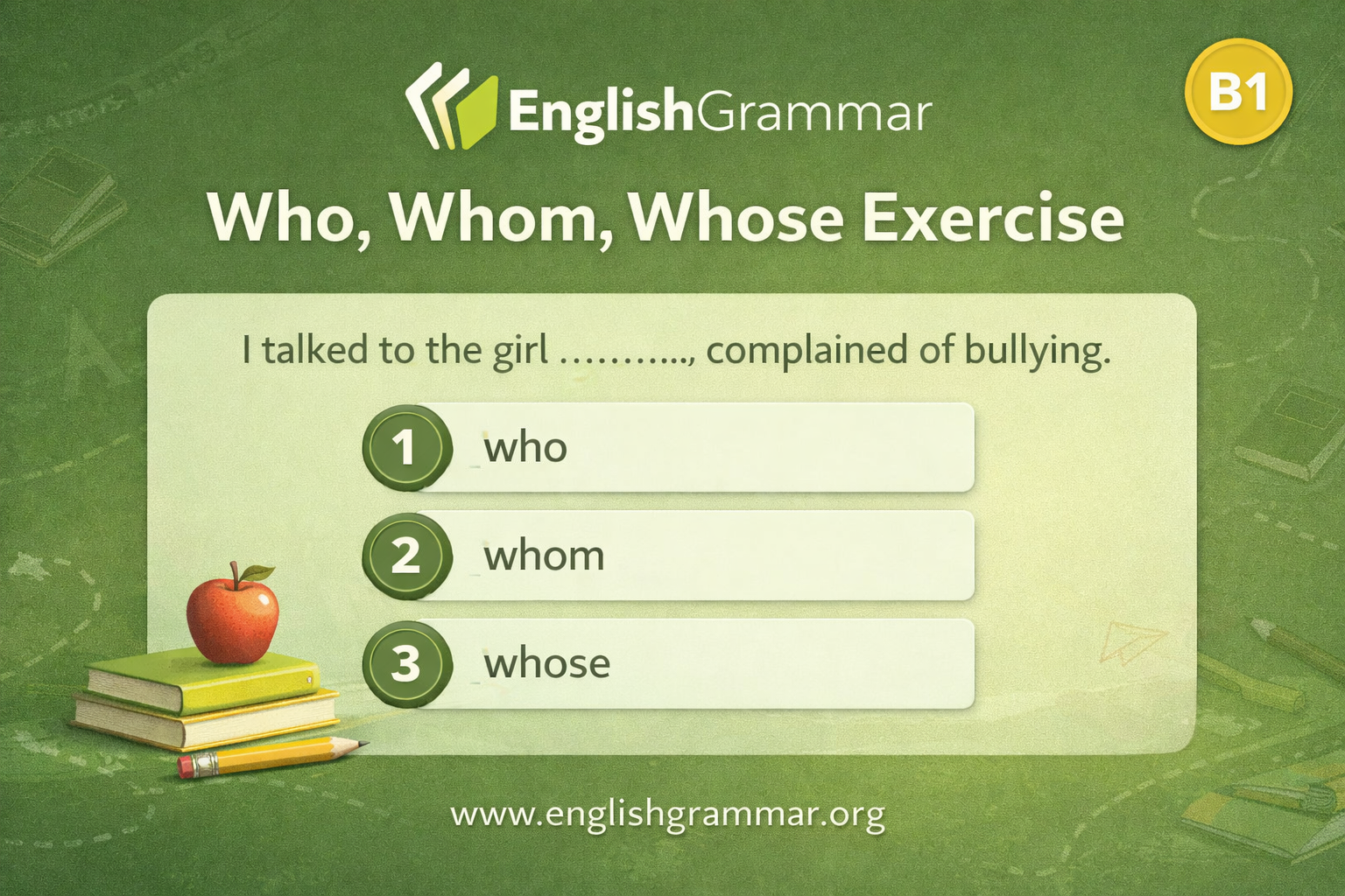Who, Whom, Whose Exercise